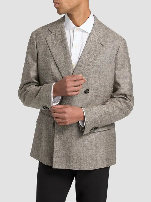 Giorgio Armani Linen-blend Double-breasted Blazer