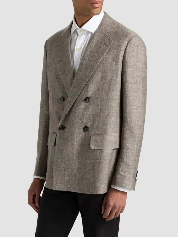 Giorgio Armani Linen-blend Double-breasted Blazer