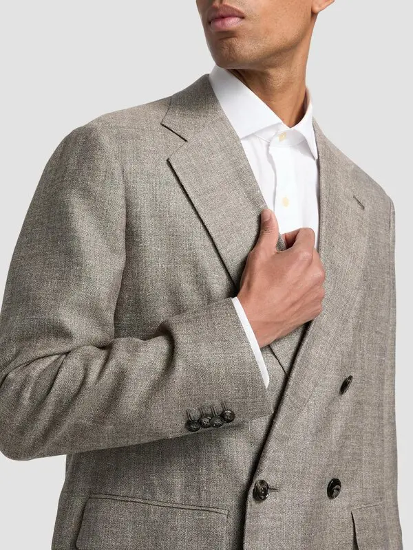 Giorgio Armani Linen-blend Double-breasted Blazer