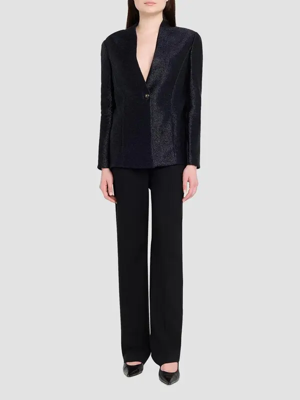 Giorgio Armani Metallic Woven Collarless Single-breasted Jacket