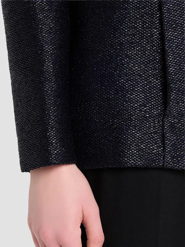 Giorgio Armani Metallic Woven Collarless Single-breasted Jacket
