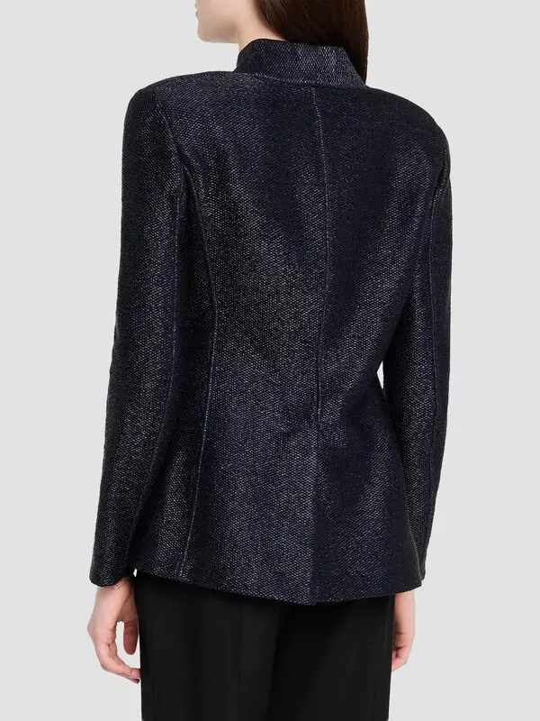 Giorgio Armani Metallic Woven Collarless Single-breasted Jacket