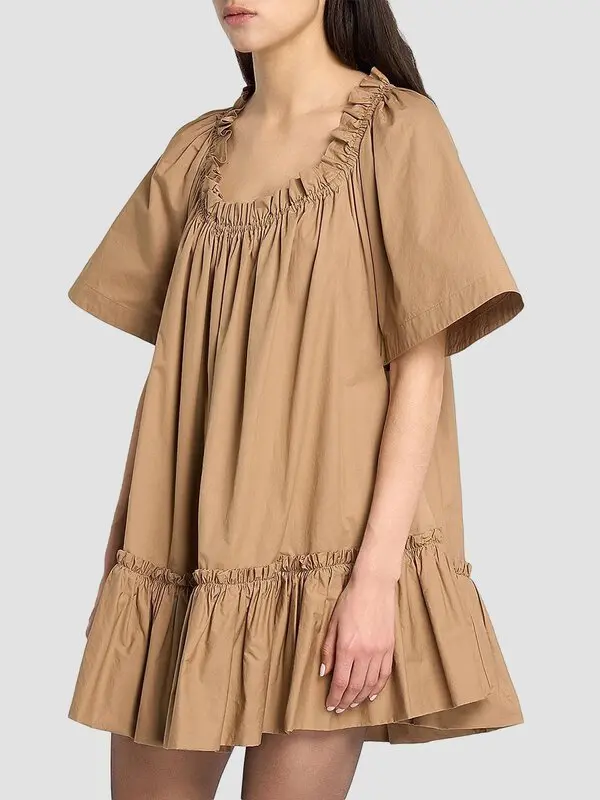 Saint Laurent Ruffled Dress In Cotton