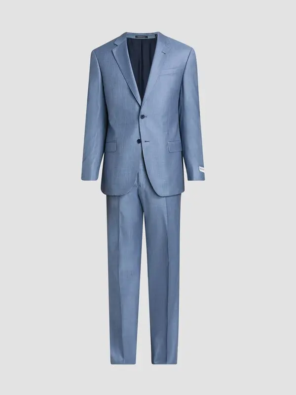 Emporio Armani Shark Skin Wool Single-breasted Suit - Medium Blue