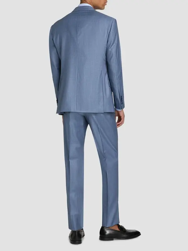 Emporio Armani Shark Skin Wool Single-breasted Suit - Medium Blue