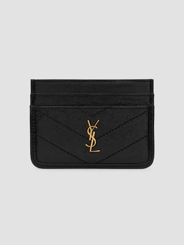 Saint Laurent Niki Card Case In Vintage Leather - Black