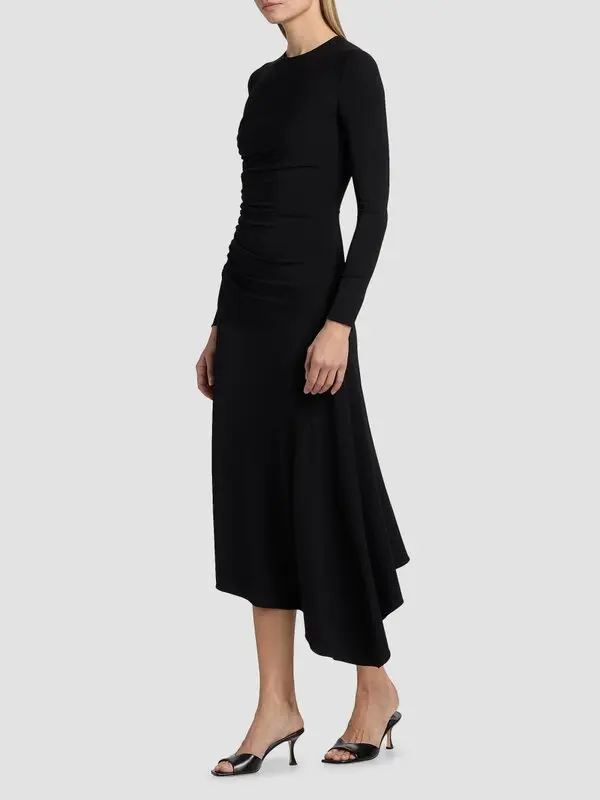 Michael Kors Ruched Jersey Asymmetric Midi-dress