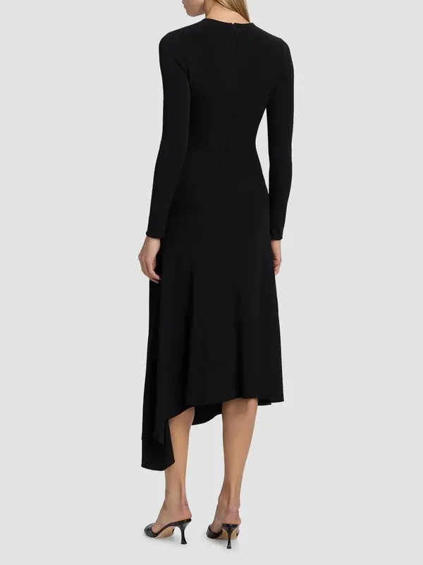 Michael Kors Ruched Jersey Asymmetric Midi-dress