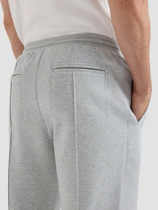 Brunello Cucinelli French Terry Double Cloth Trousers With Crête Detail - Medium Grey