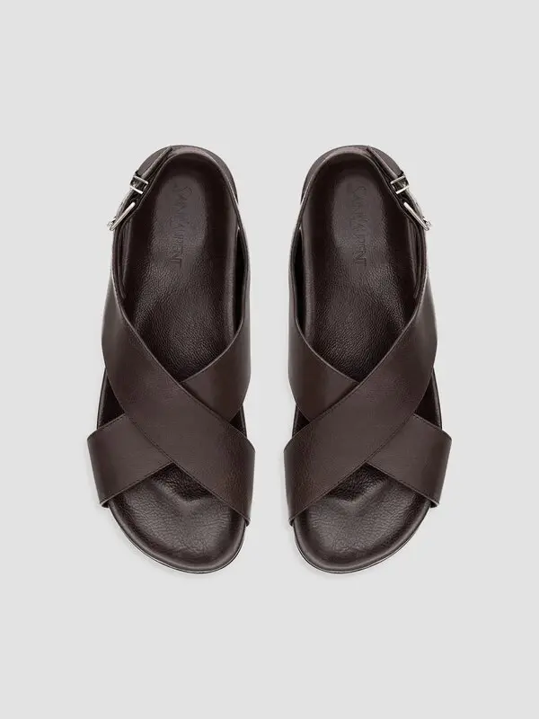 Saint Laurent Helios Sandals In Grained Leather