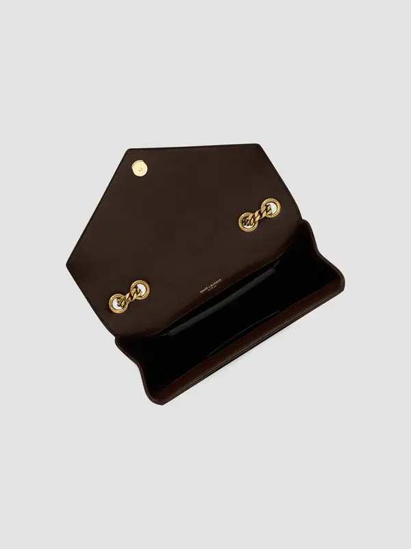 Saint Laurent Loulou Small Shoulder Bag In Matelass Lambskin - Deep Hickory