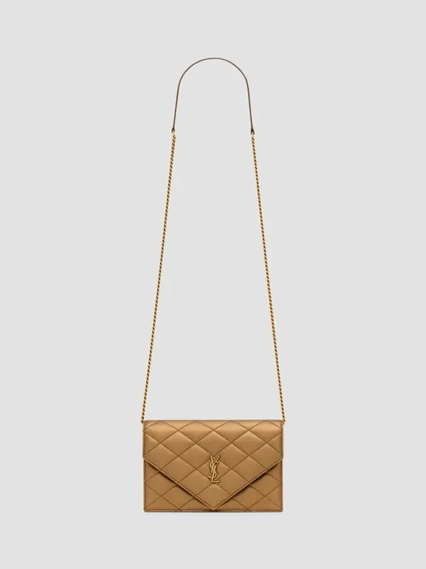 Saint Laurent Paris Chain Wallet In Metallic Leather