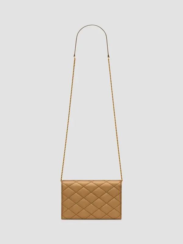 Saint Laurent Paris Chain Wallet In Metallic Leather