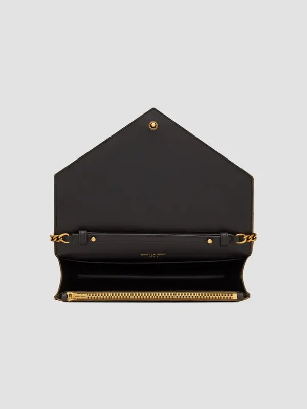 Saint Laurent Paris Chain Wallet In Metallic Leather