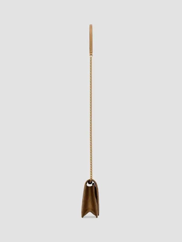 Saint Laurent Paris Chain Wallet In Metallic Leather