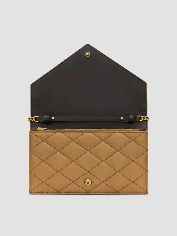 Saint Laurent Paris Chain Wallet In Metallic Leather