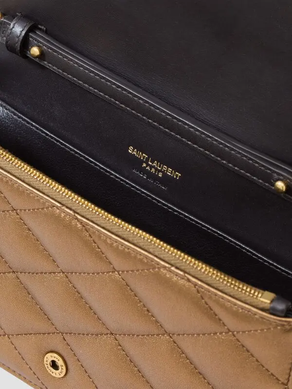 Saint Laurent Paris Chain Wallet In Metallic Leather