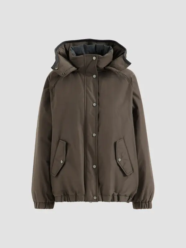 Brunello Cucinelli Techno Cotton Taffeta Detachable Hood Outerwear Jacket