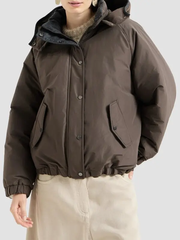 Brunello Cucinelli Techno Cotton Taffeta Detachable Hood Outerwear Jacket