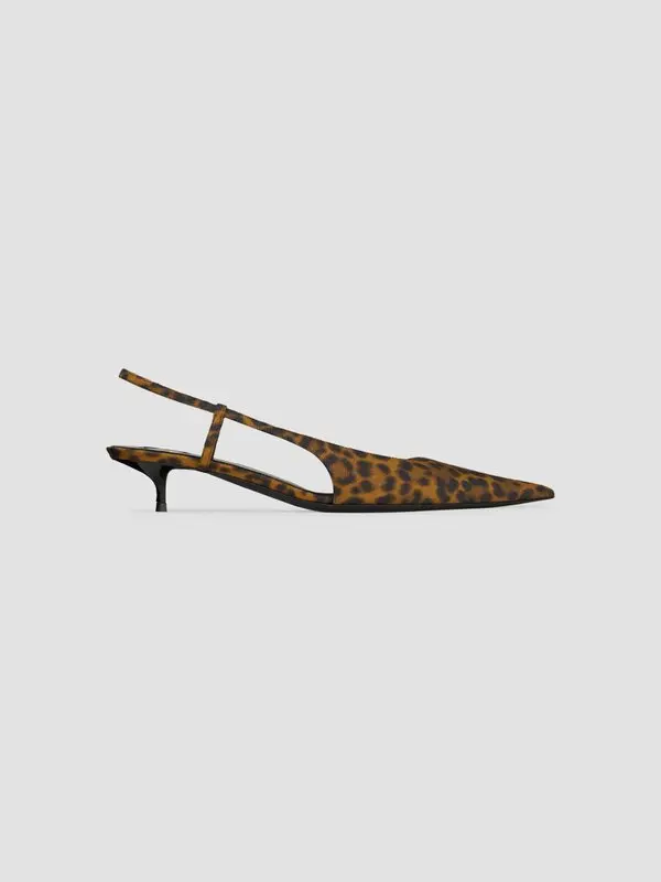 Saint Laurent Secret Slingback Pumps In Grosgrain - Leopard