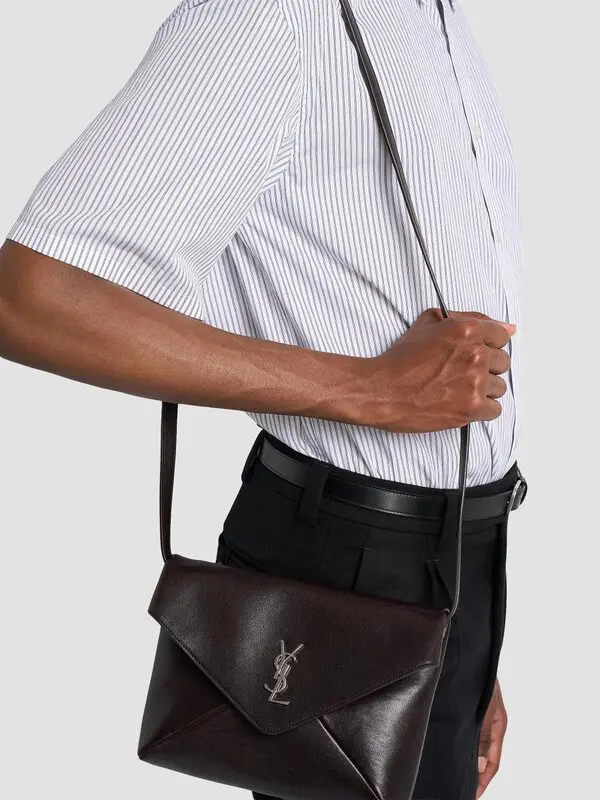 Saint Laurent Cassandre Envelope Messenger Bag In Leather