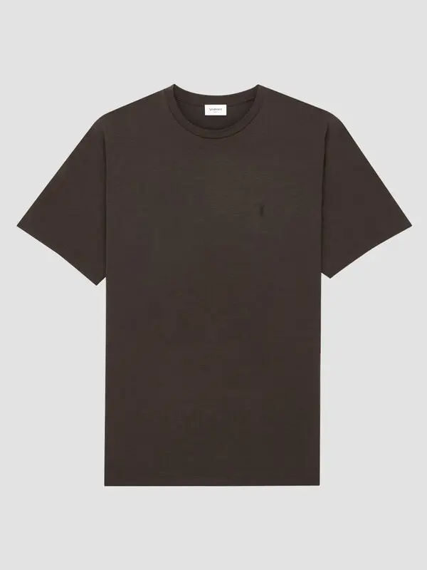 Saint Laurent Cassandre T-shirt In Silk And Cotton - Ebene