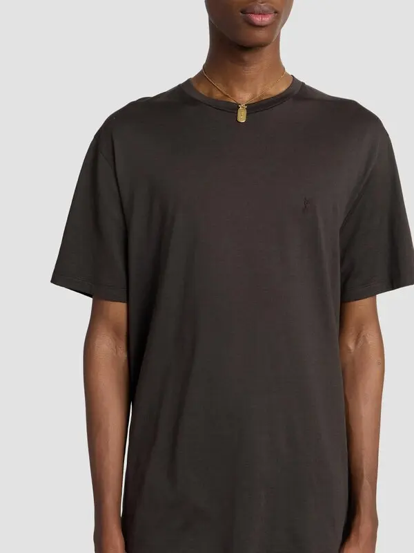Saint Laurent Cassandre T-shirt In Silk And Cotton