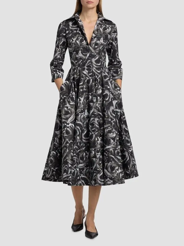 Michael Kors Printed Cotton A-line Midi-dress
