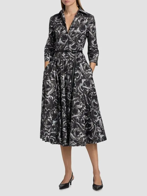 Michael Kors Printed Cotton A-line Midi-dress