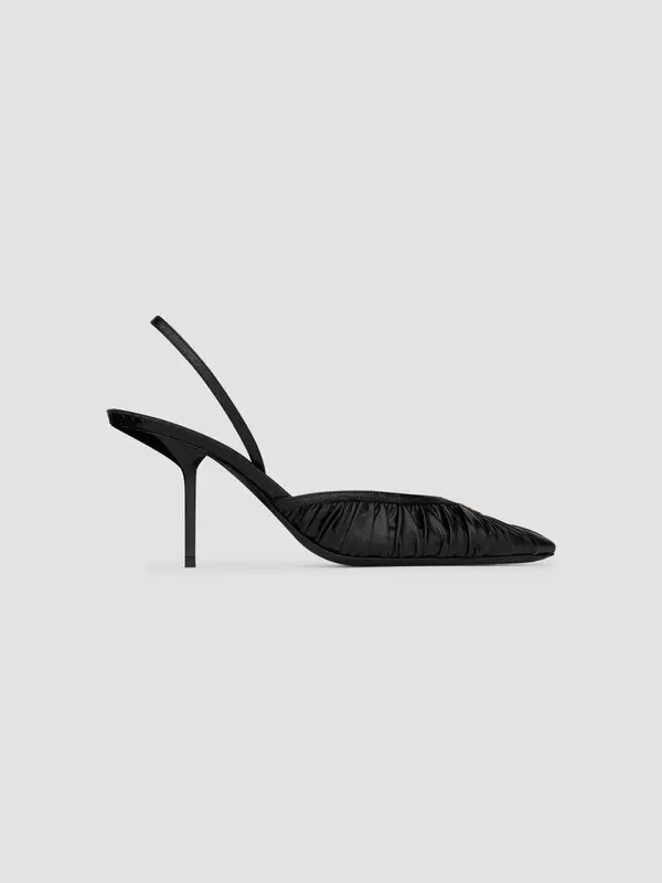 Saint Laurent Folie Slingback Pumps In Smooth Leather And Faux-python