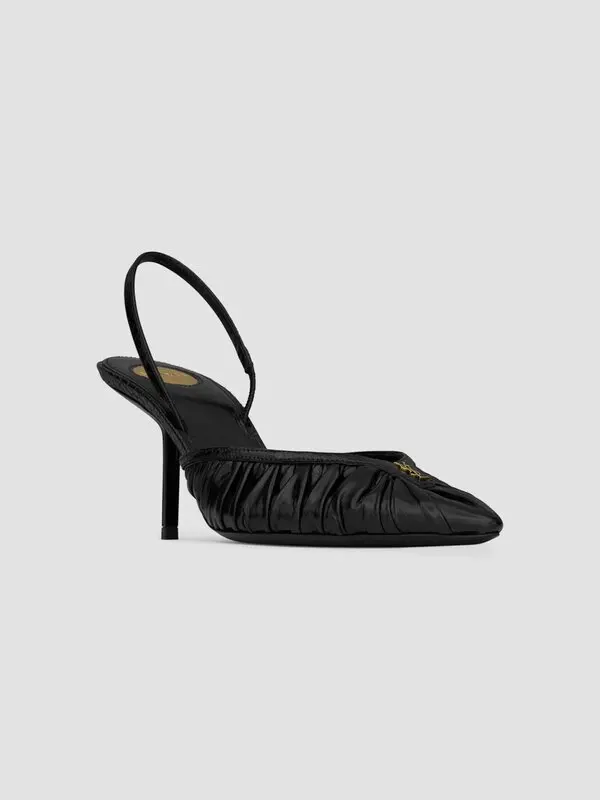 Saint Laurent Folie Slingback Pumps In Smooth Leather And Faux-python
