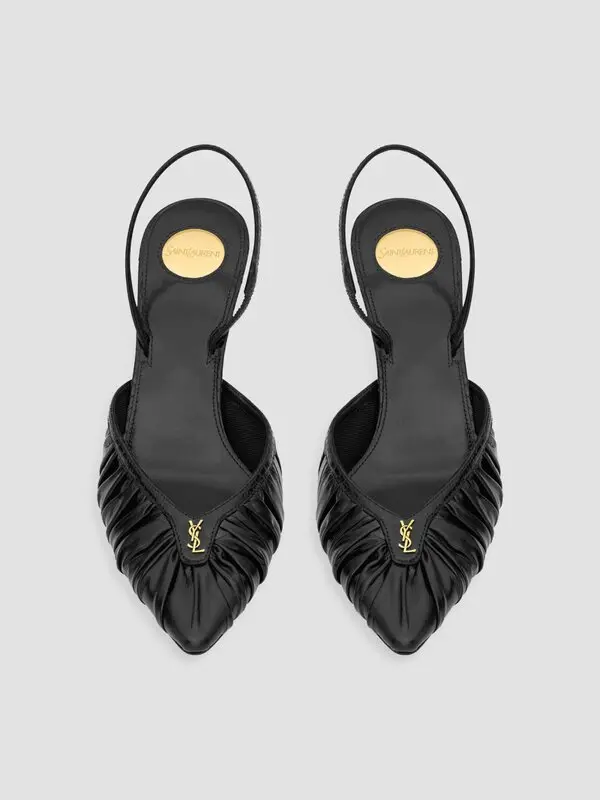 Saint Laurent Folie Slingback Pumps In Smooth Leather And Faux-python