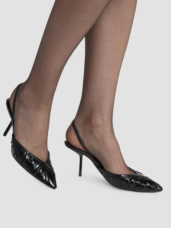 Saint Laurent Folie Slingback Pumps In Smooth Leather And Faux-python