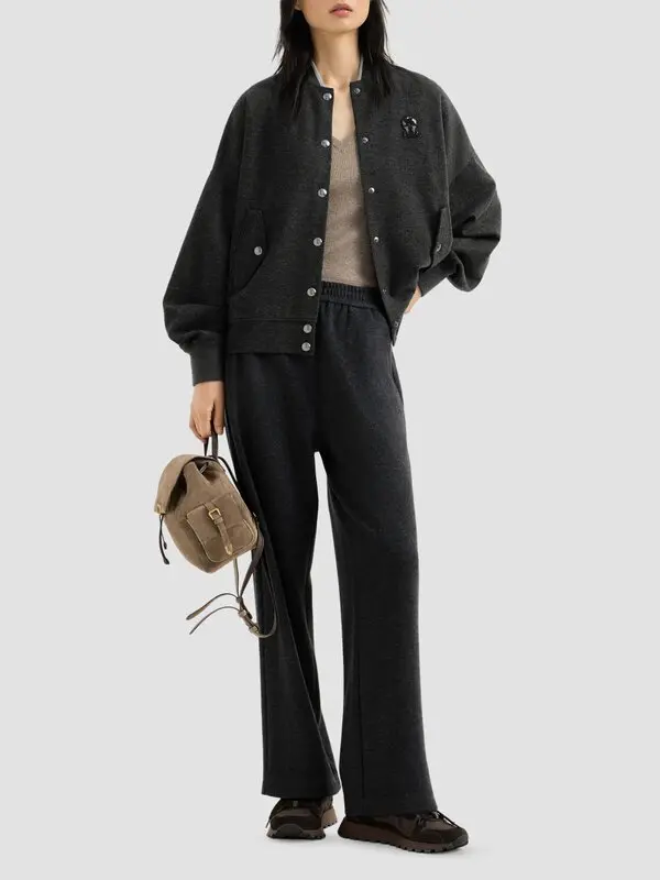 Brunello Cucinelli Cashmere Interlock Track Trousers