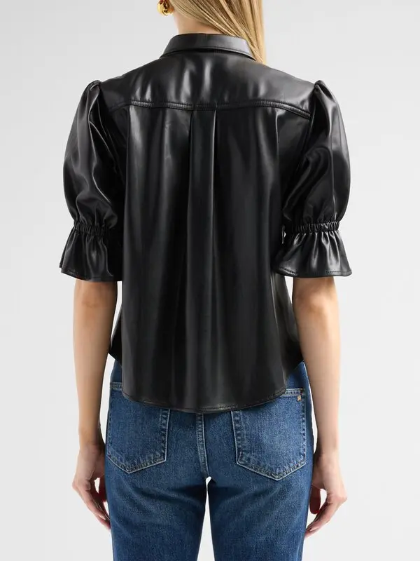 Cinq À Sept Fiona Lite Faux Leather Top - Black