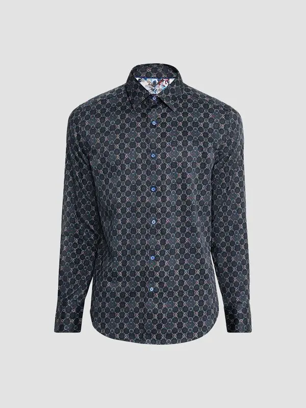 Robert Graham Bramston Medallion Satin Button-front Shirt