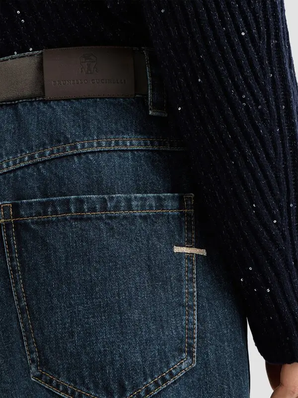 Brunello Cucinelli Authentic Straight Trousers With Shiny Bartack - Denim