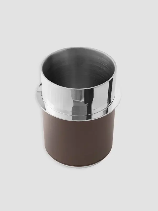 Brunello Cucinelli Silver Plated Steel And Leather Glacette