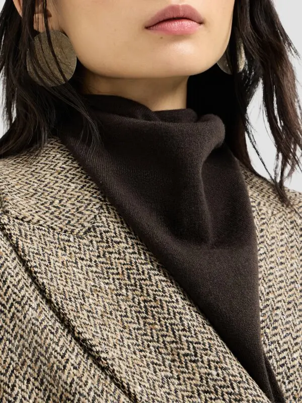 Brunello Cucinelli Cashmere Foulard With Monili - Coffee