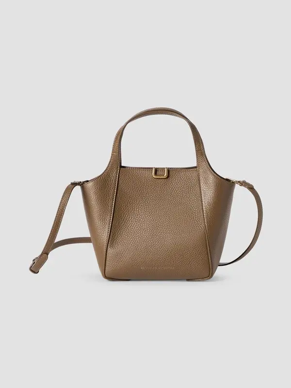 Brunello Cucinelli Sartorial Small Bucket Bag In Soft Grained Leather - Mud