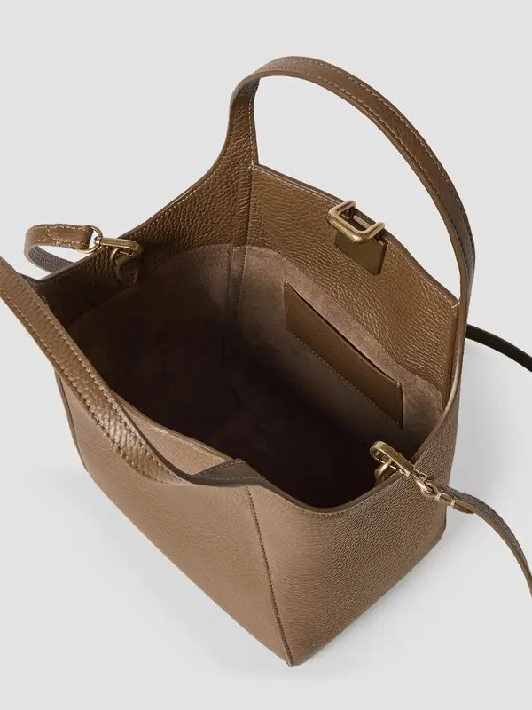 Brunello Cucinelli Sartorial Small Bucket Bag In Soft Grained Leather - Mud
