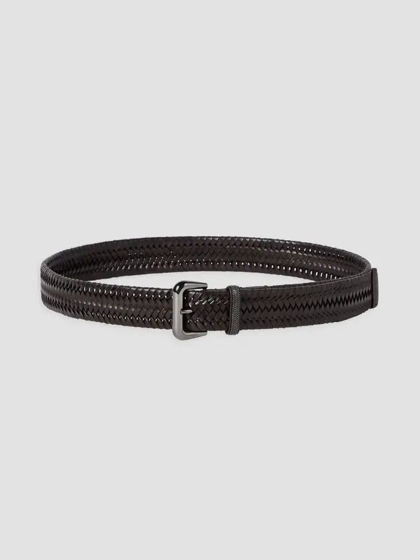 Brunello Cucinelli Stretch Braided Leather Belt With Shiny Loop