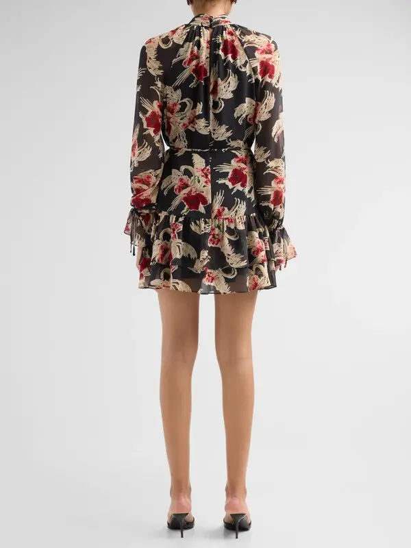 Cinq À Sept Sylviane Floral Silk A-line Mini Dress