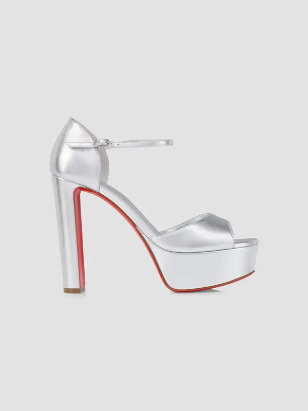CHRISTIAN LOUBOUTIN Sandaloo 130mm Leather Sandals - Silver