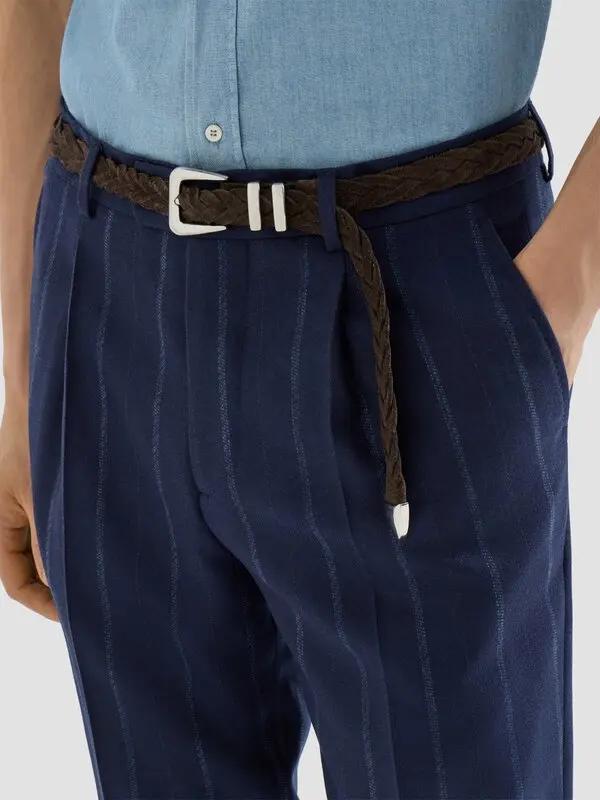 Brunello Cucinelli Reversed Calfskin Braided Belt With Tip - Rust Brown