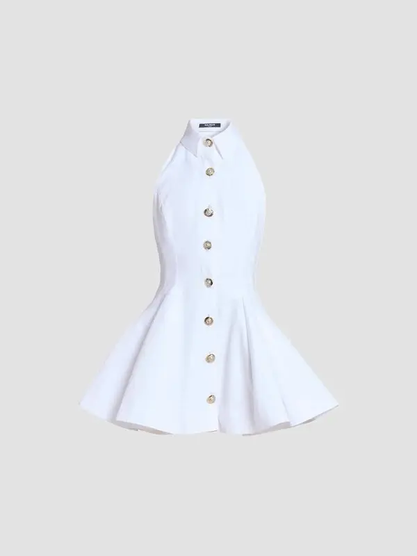 Balmain Cotton Poplin Fit & Flare Minidress