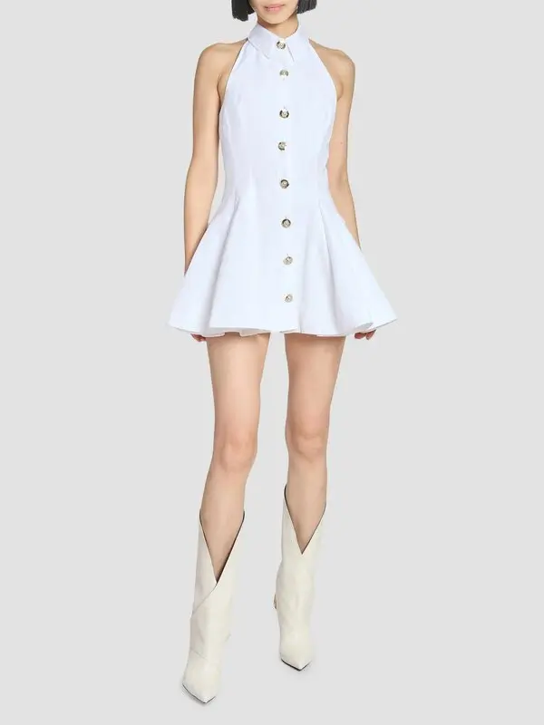 Balmain Cotton Poplin Fit & Flare Minidress