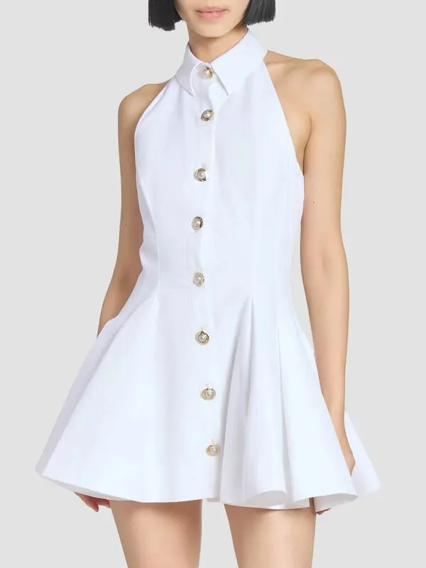 Balmain Cotton Poplin Fit & Flare Minidress