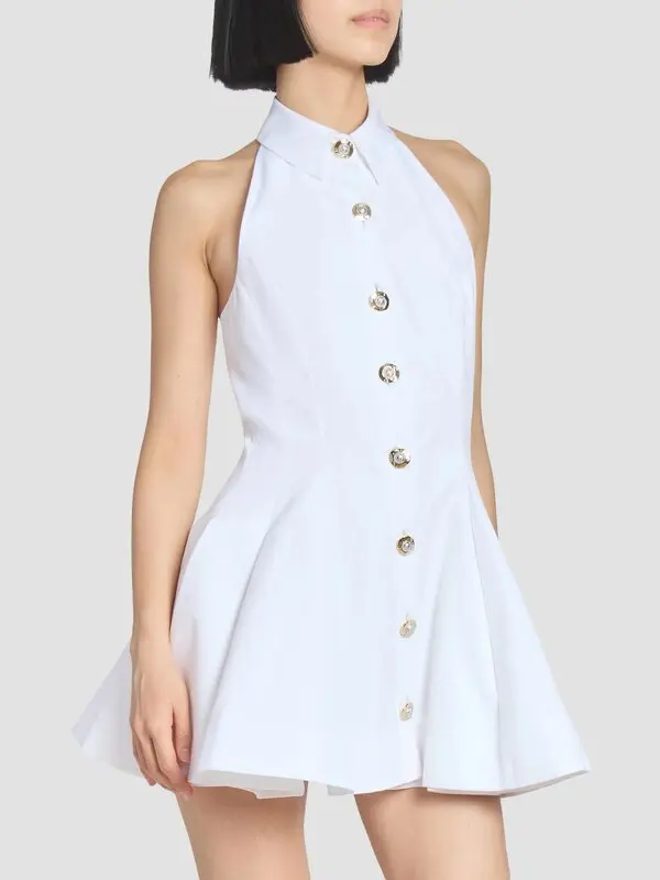 Balmain Cotton Poplin Fit & Flare Minidress