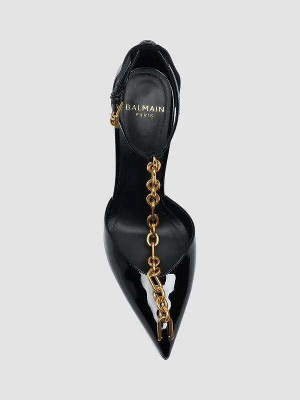 Balmain Sync 95mm Chain-detail Patent Leather Pumps